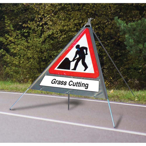Quazar Roll up Triangular Sign - Men at Work - READ DESCRIPTION