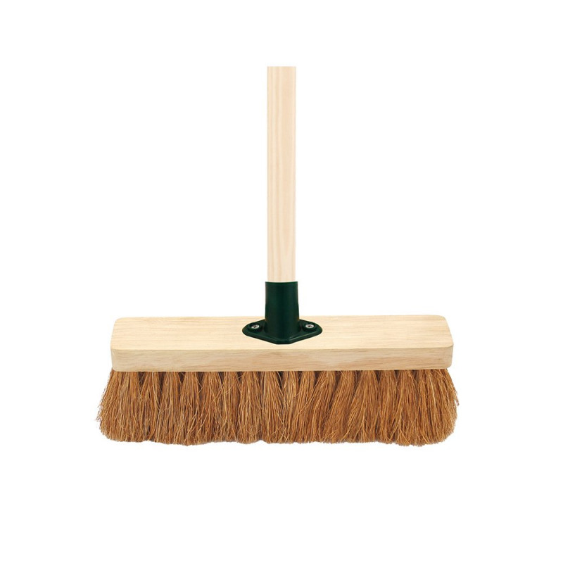 12" Coco Platform Broom With 54" Fitted Handle