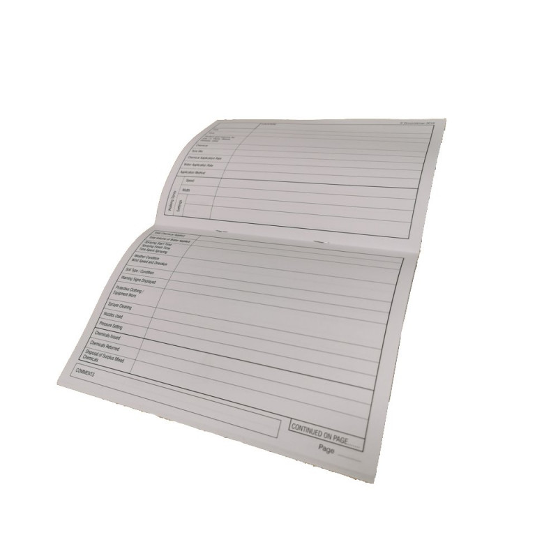 Chemical application record book for safe and accurate logging