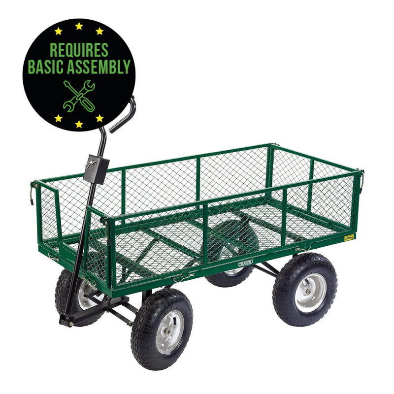 Draper Heavy Duty Garden Cart with Hinged Mesh Sides 200kg Capacity
